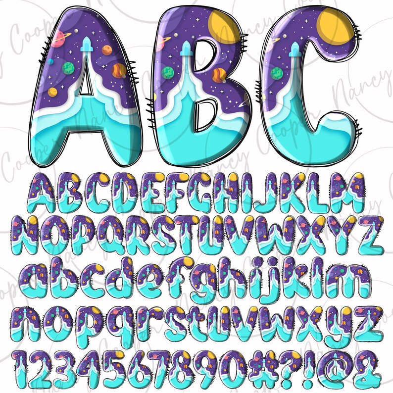 Space Alphabet Bundle Png, Space Png, Space Doodle Letters Png, Space ...