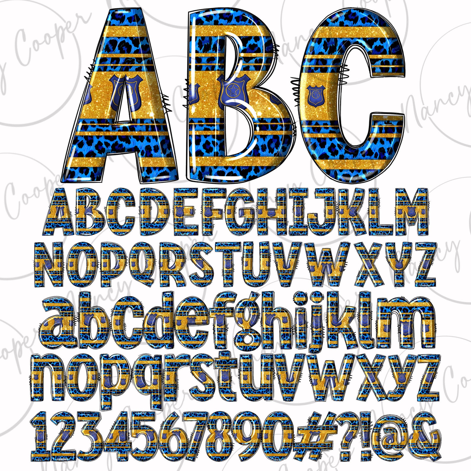 Police Alphabet Png Files Bundle, Police Doodle Letters Png, Glitter ...