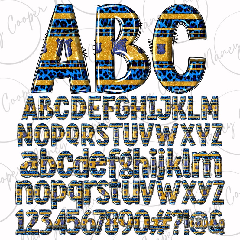 Police Alphabet Png Files Bundle, Police Doodle Letters Png, Glitter ...