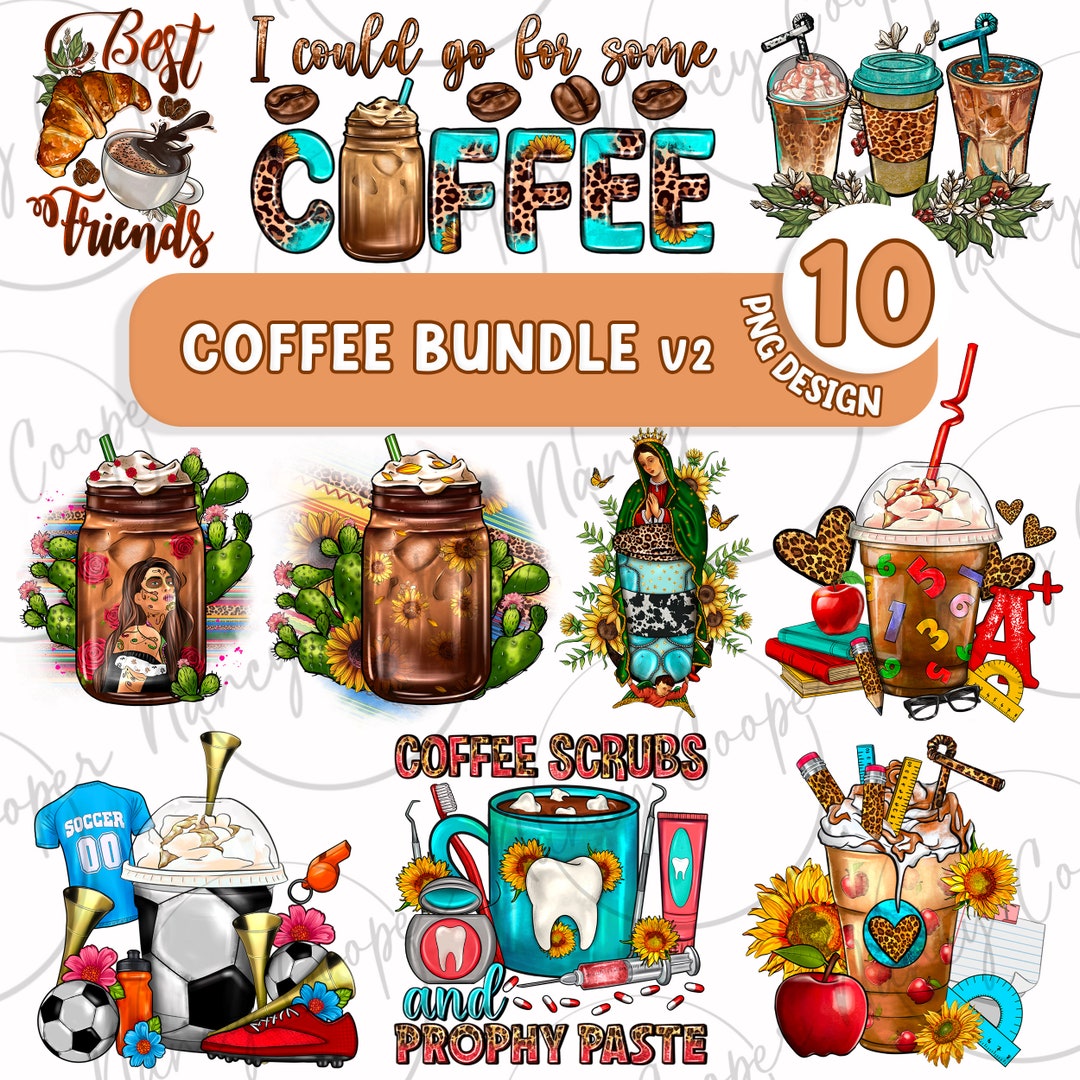 Coffee Bundle V2 Png Sublimation Design Download, Coffee Design Png ...
