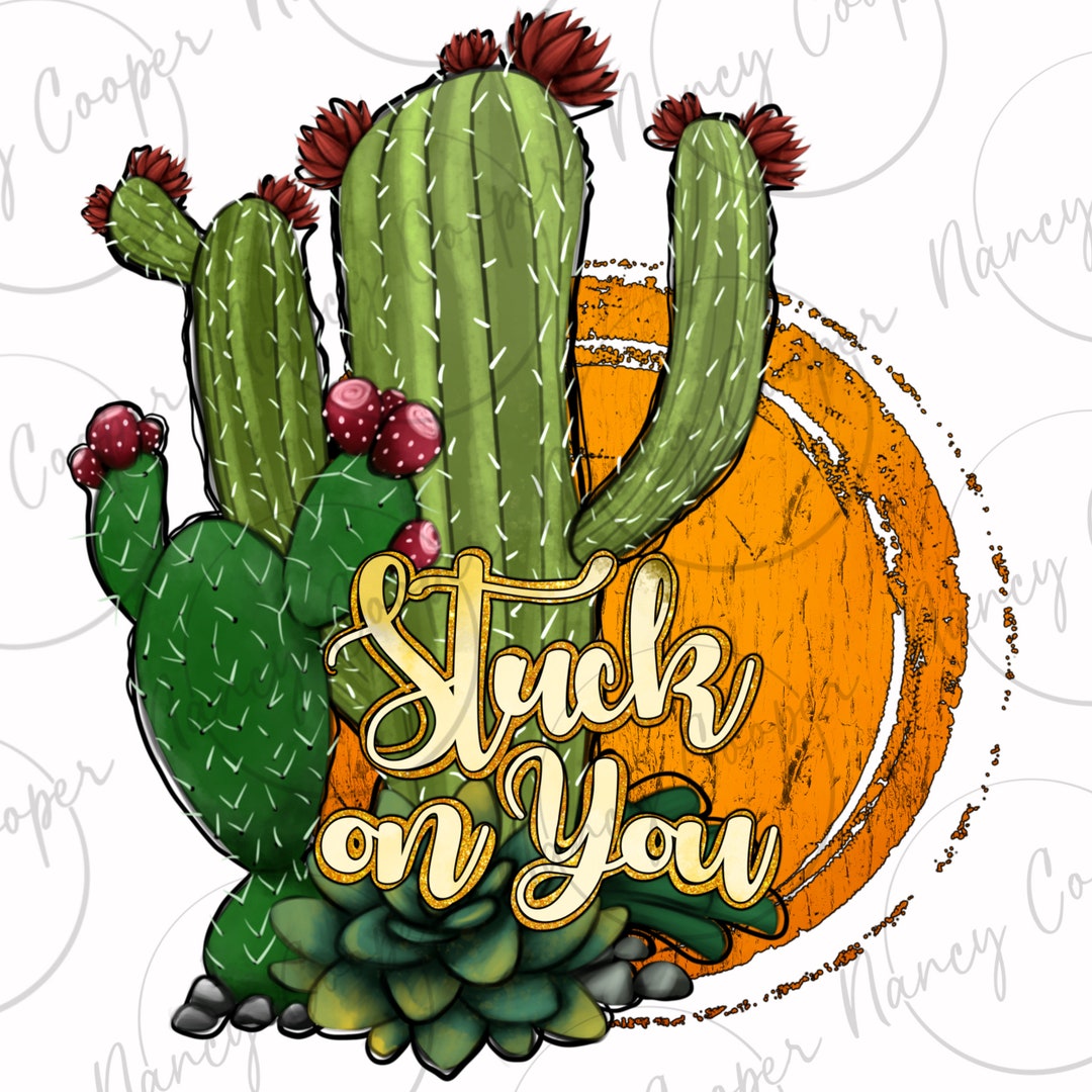 Cactus Stuck on You Png Sublimation Design Download, Happy Valentine's ...