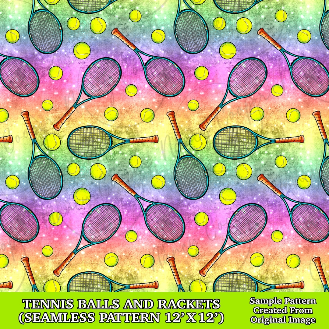 Tennis Balls and Rackets Seamless Pattern Digital Paper, Tennis Digital ...