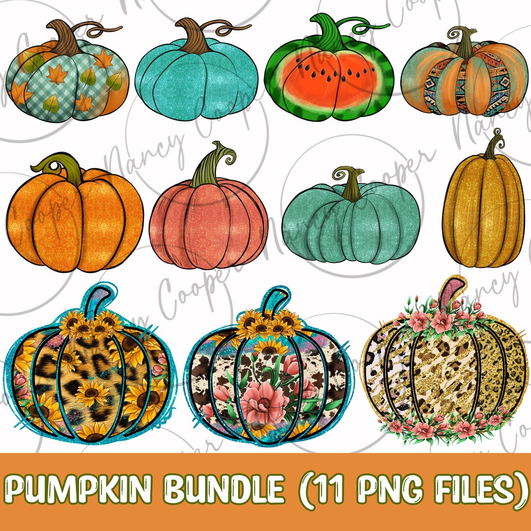 Pumpkin Png Sublimation Design Bundle, Western Pumpkin Png, Autumn Png ...