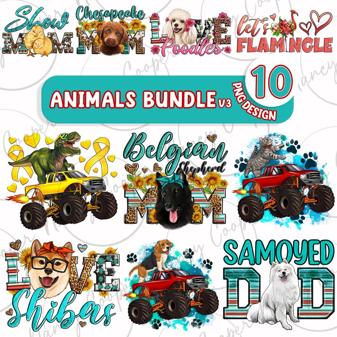 Animals Bundle V3 Png Sublimation Design Download, Hand Drawn Animals ...