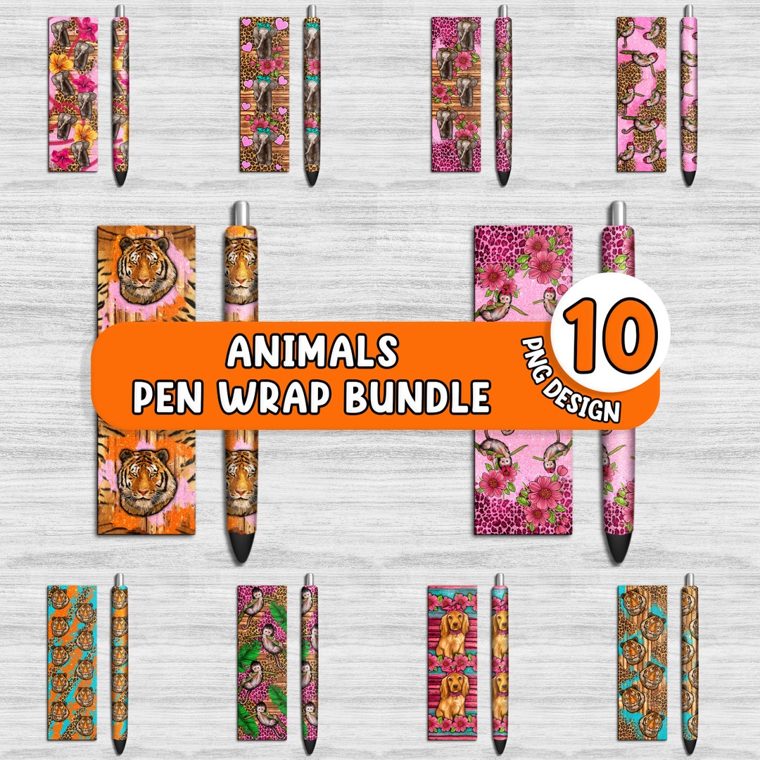 Animals Pen Wrap Bundle Png Sublimation Design Download, Cute Animals ...