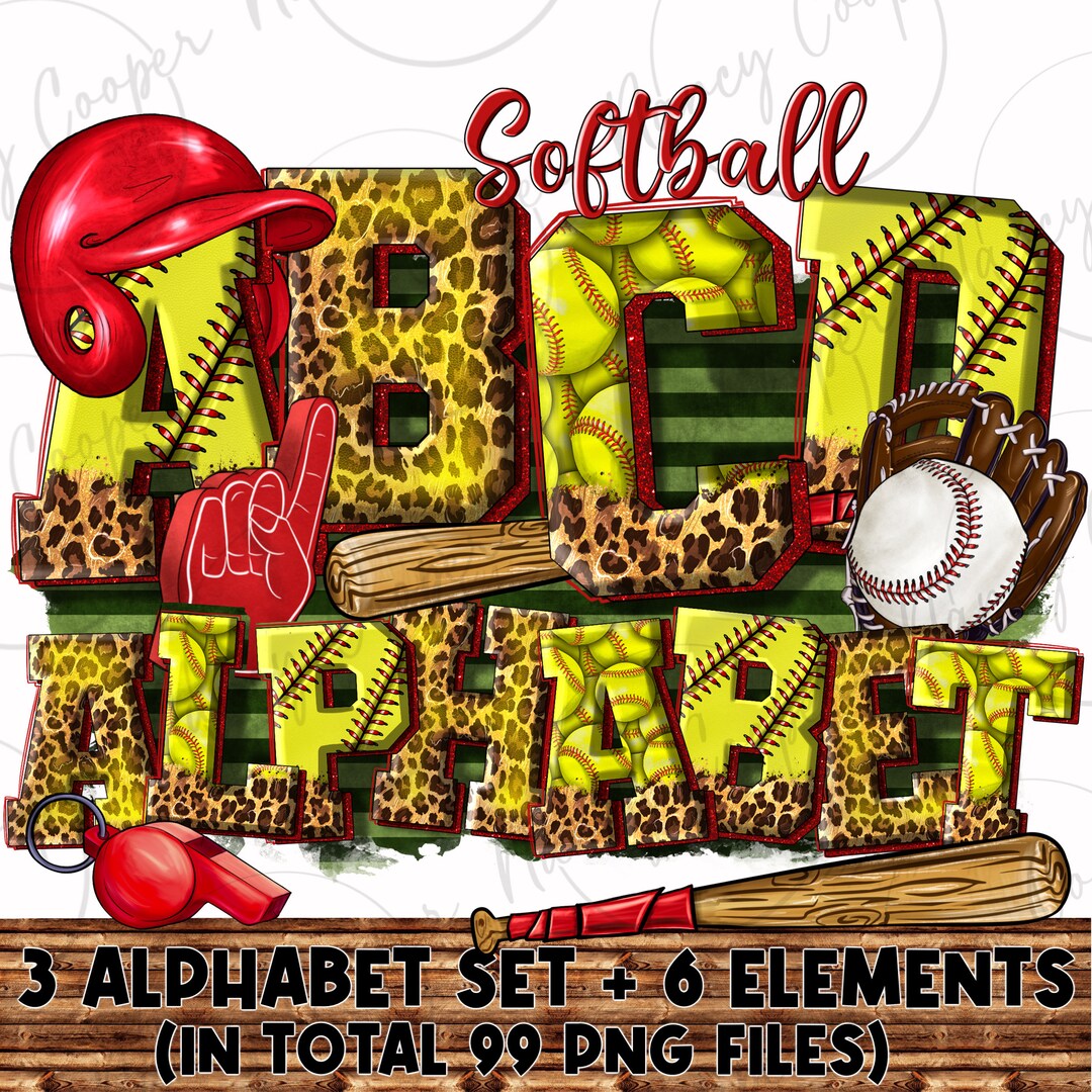 Softball Alphabet Bundle Png Softball Png Softball Doodle - Etsy