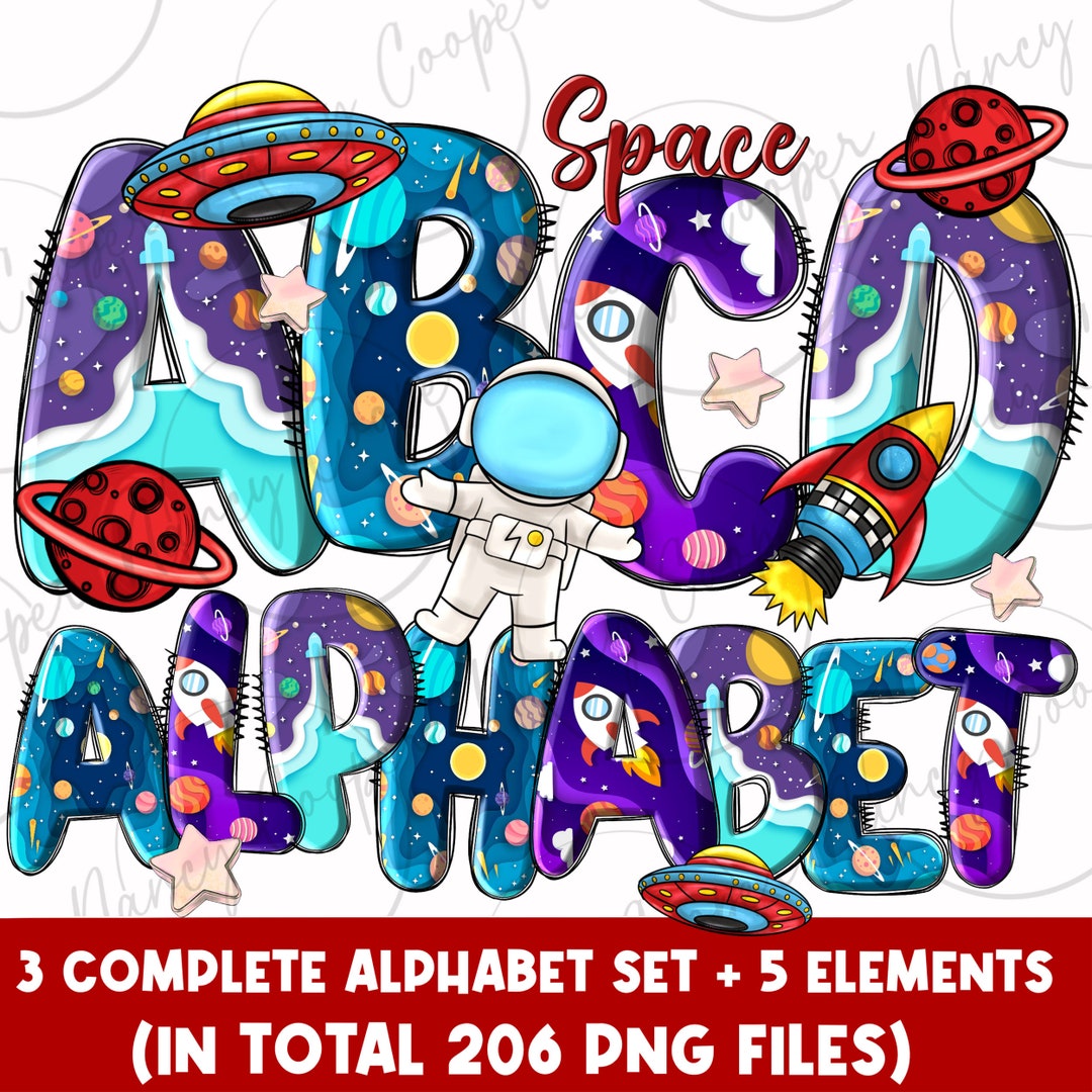 Space Alphabet Bundle Png, Space Png, Space Doodle Letters Png, Space ...