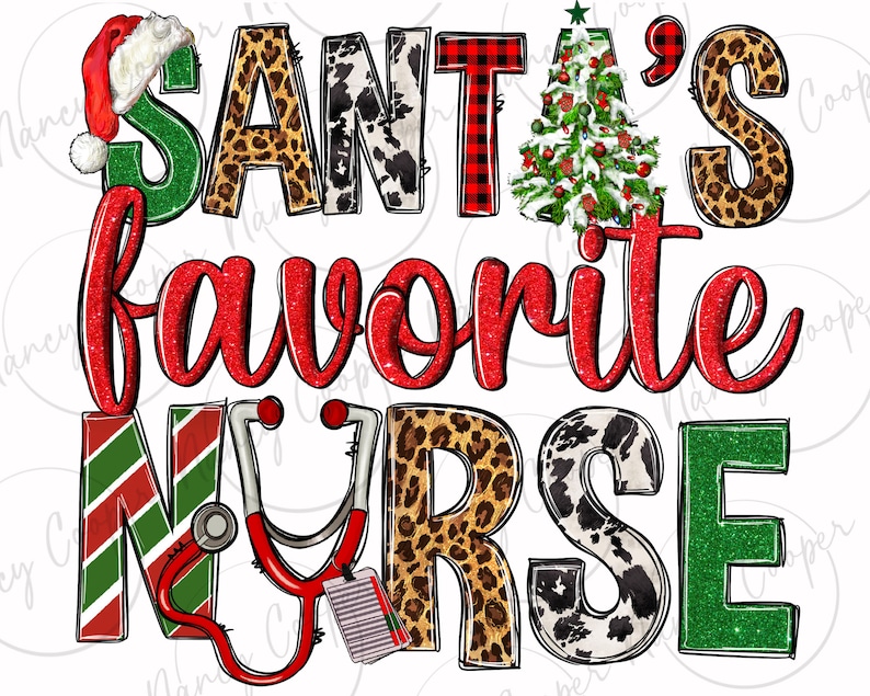 Santa's Favorite Nurse Png Sublimation Design Download, Christmas Png ...