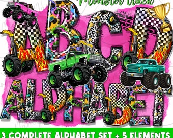 Monster Truck Doodle Letters PNG Alphabet Digital Download - Etsy
