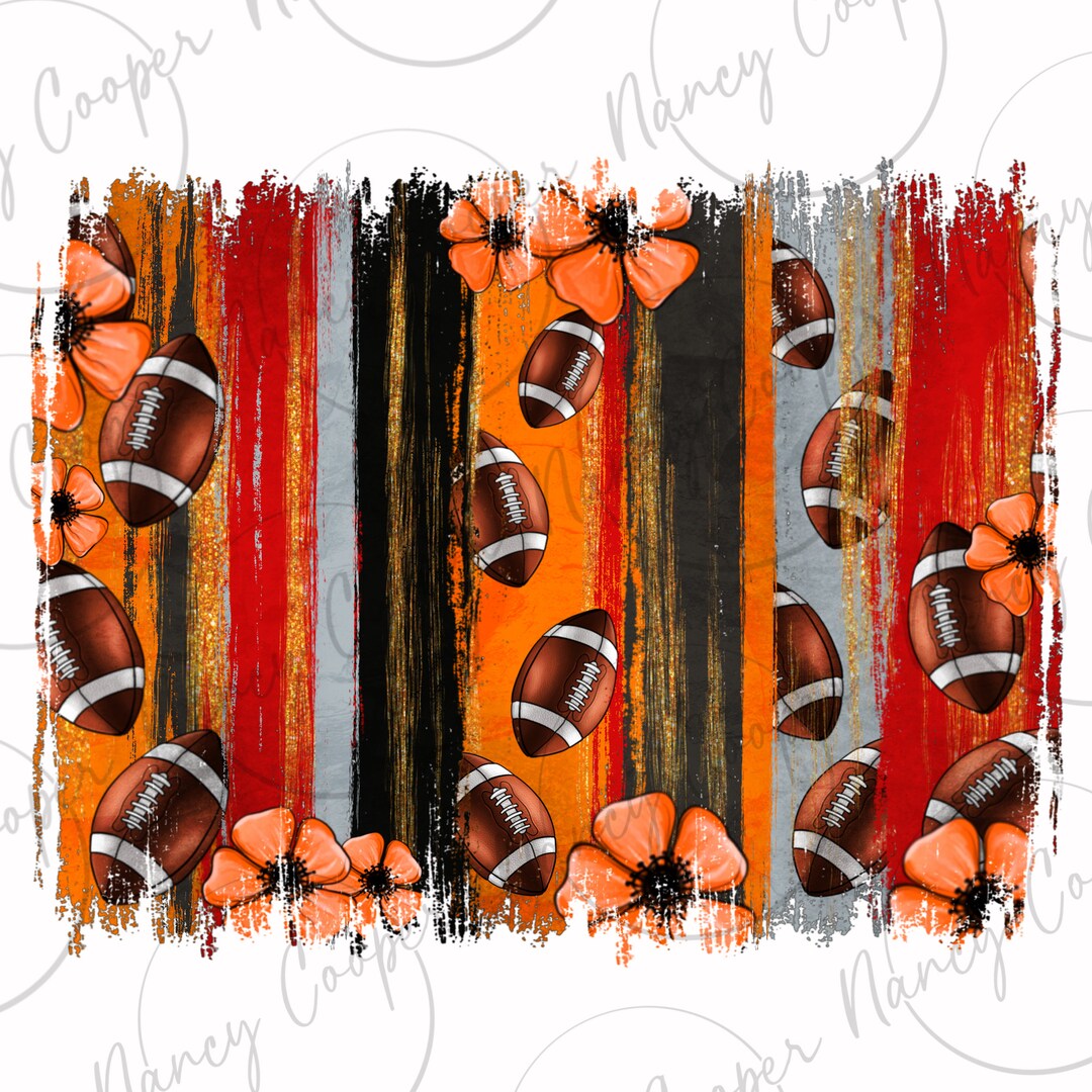 Red Orange Team Spirit Football Brushstrokes Png Sublimation Design ...