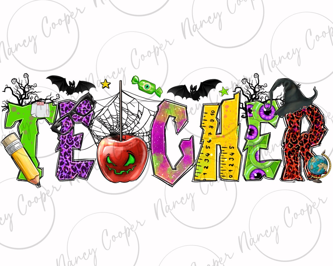 Teacher Halloween Png Sublimation Design Download, Spooky Season Png ...