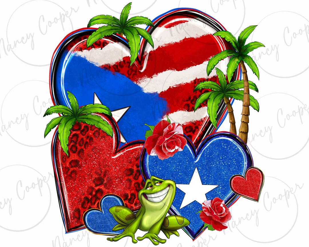 Puerto Rico Hearts Png Sublimation Design Download, Puerto Rico State ...