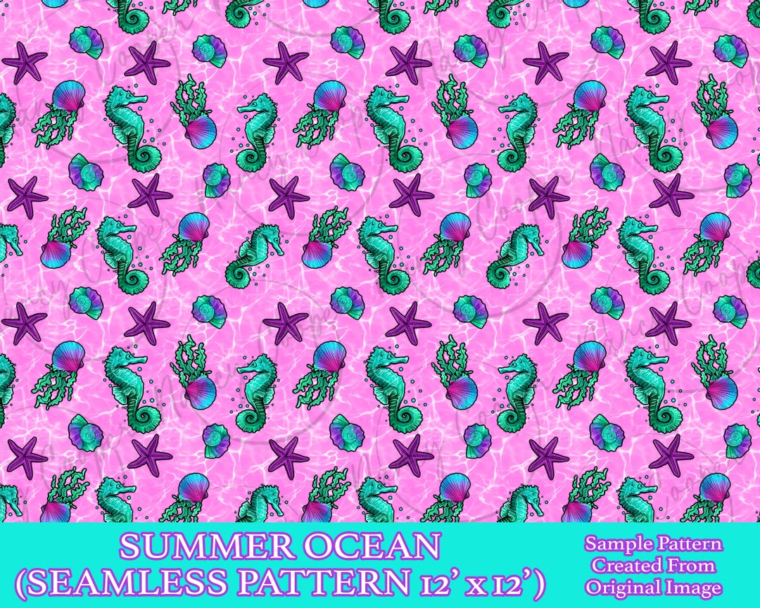 Summer Ocean Seamless Pattern Digital Paper, Ocean Digital Seamless ...