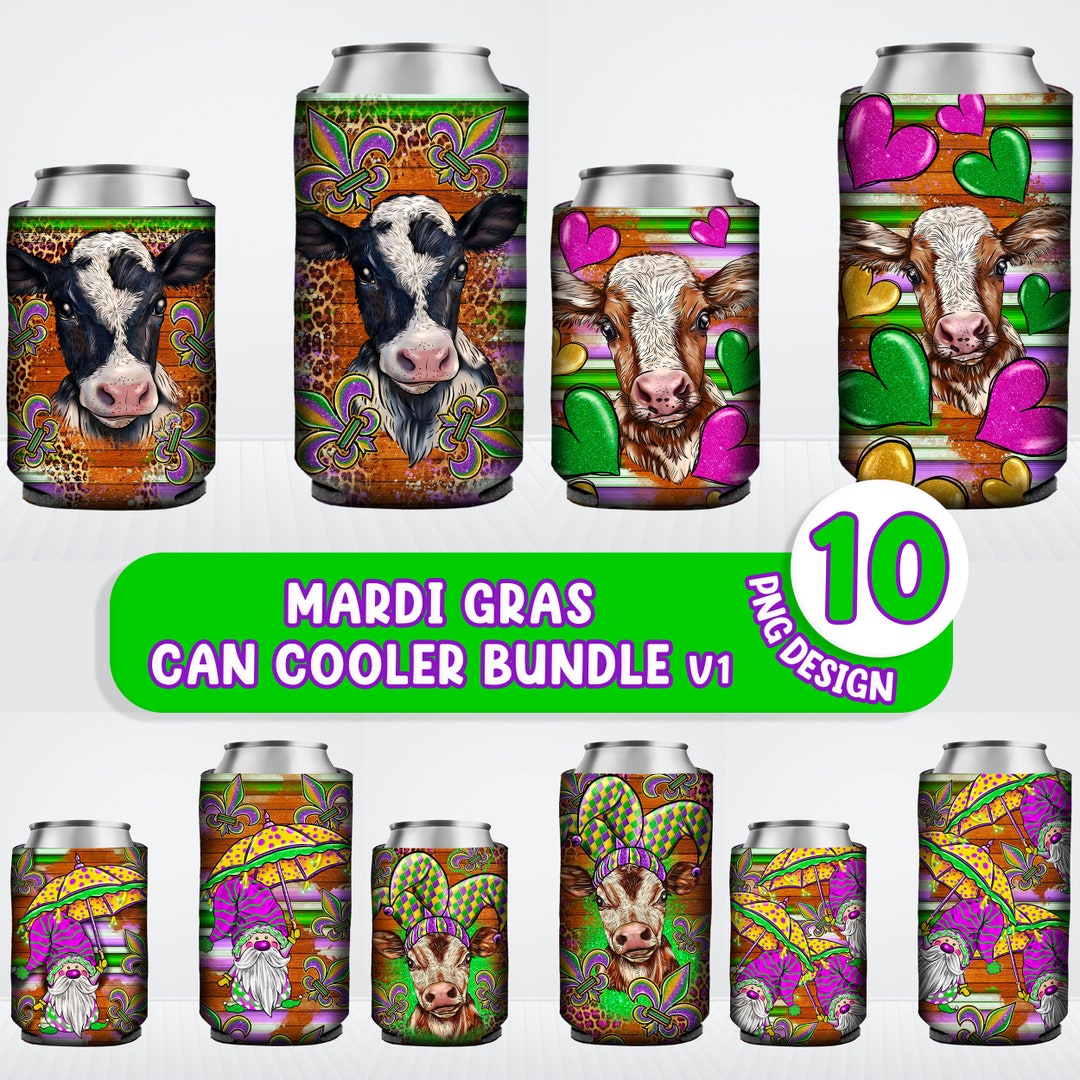 Mardi Gras 12 Oz Slim and Regular Soft Can Cooler Bundle V1 Png, Can ...
