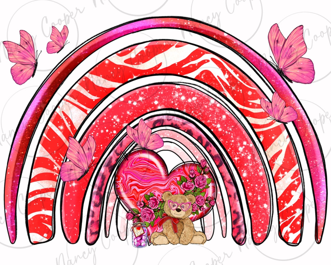 Valentine's Day Rainbow With Heart Png Sublimation Design Download ...