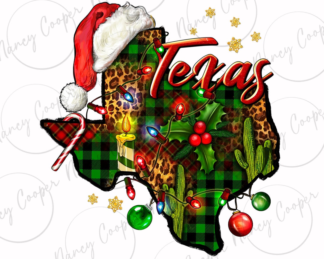 Christmas Texas Map Png Sublimation Design Download, Christmas Png ...