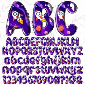 Space Alphabet Bundle Png, Space Png, Space Doodle Letters Png, Space ...