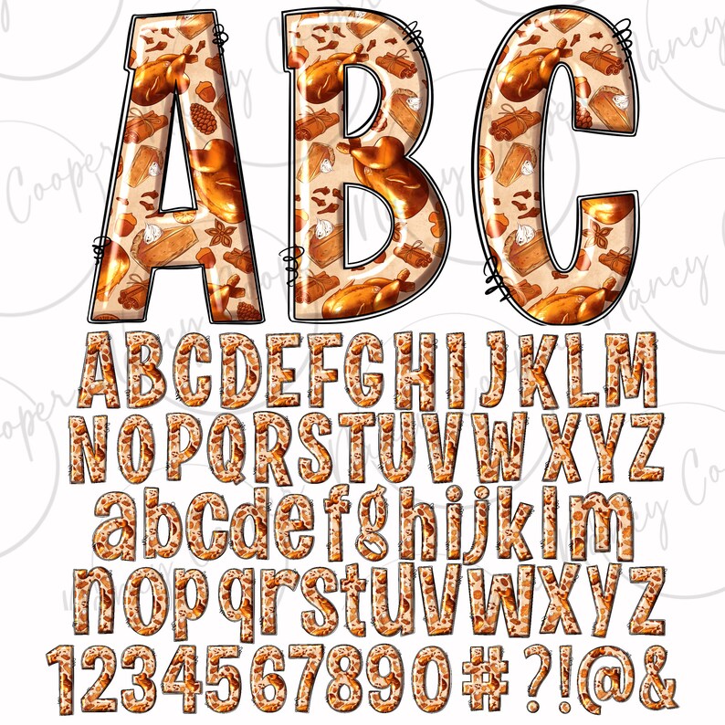 Thanksgiving Alphabet Bundle Png, Fall Png, Fall Doodle Letters Png ...