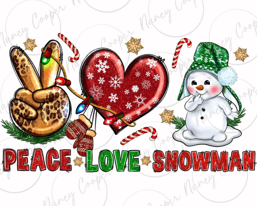 Peace Love Snowman Png Sublimation Design Download, Christmas Png ...