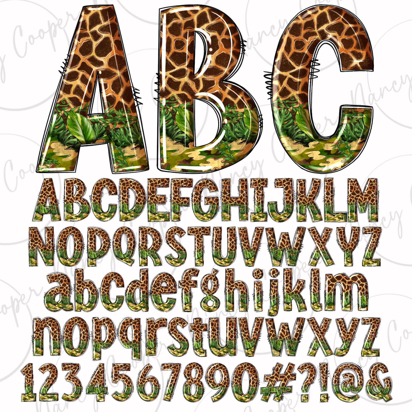 Safari Alphabet Bundle Png, Western Alphabet Png, Western Doodle ...