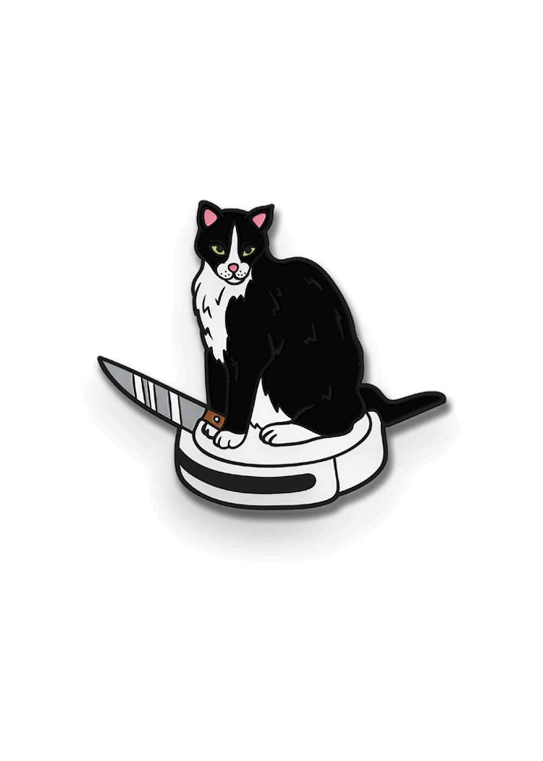 Cat on a Roomba With a Butcher Knife Pin - Etsy