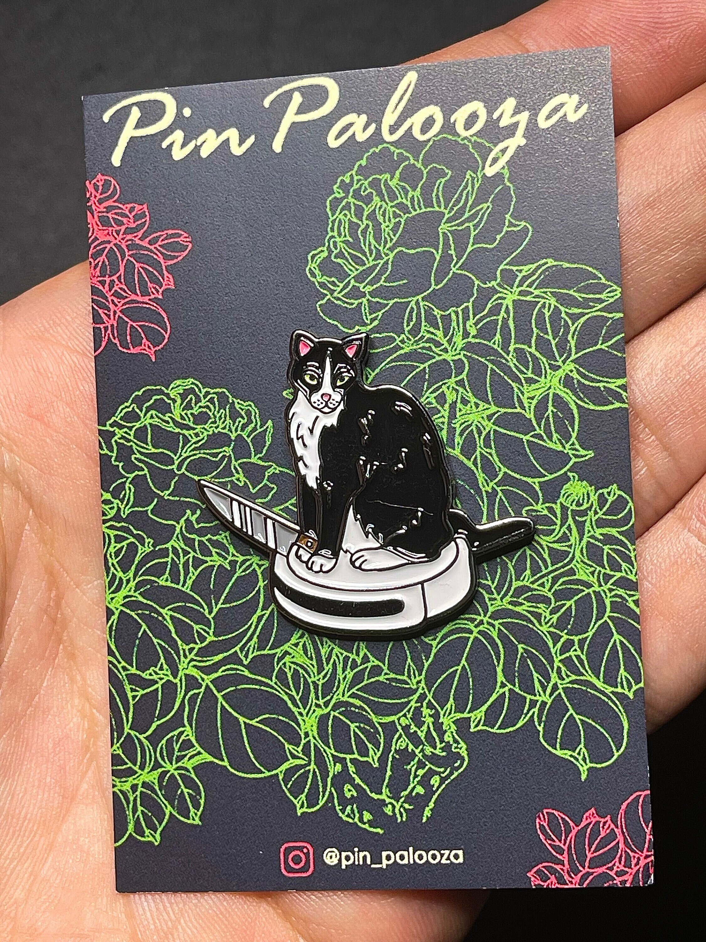 Cat on a Roomba With a Butcher Knife Pin - Etsy