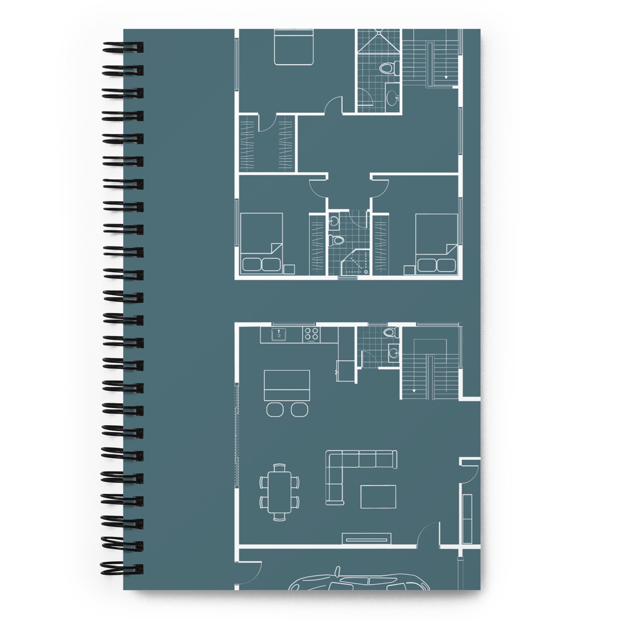 Floor Plan Blueprint Design Cover Spiral Notebook | Dotted Notebook for ...