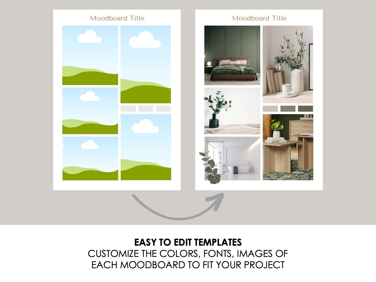 Interior Design Moodboard | Modern Layout Canva Template | Portrait ...