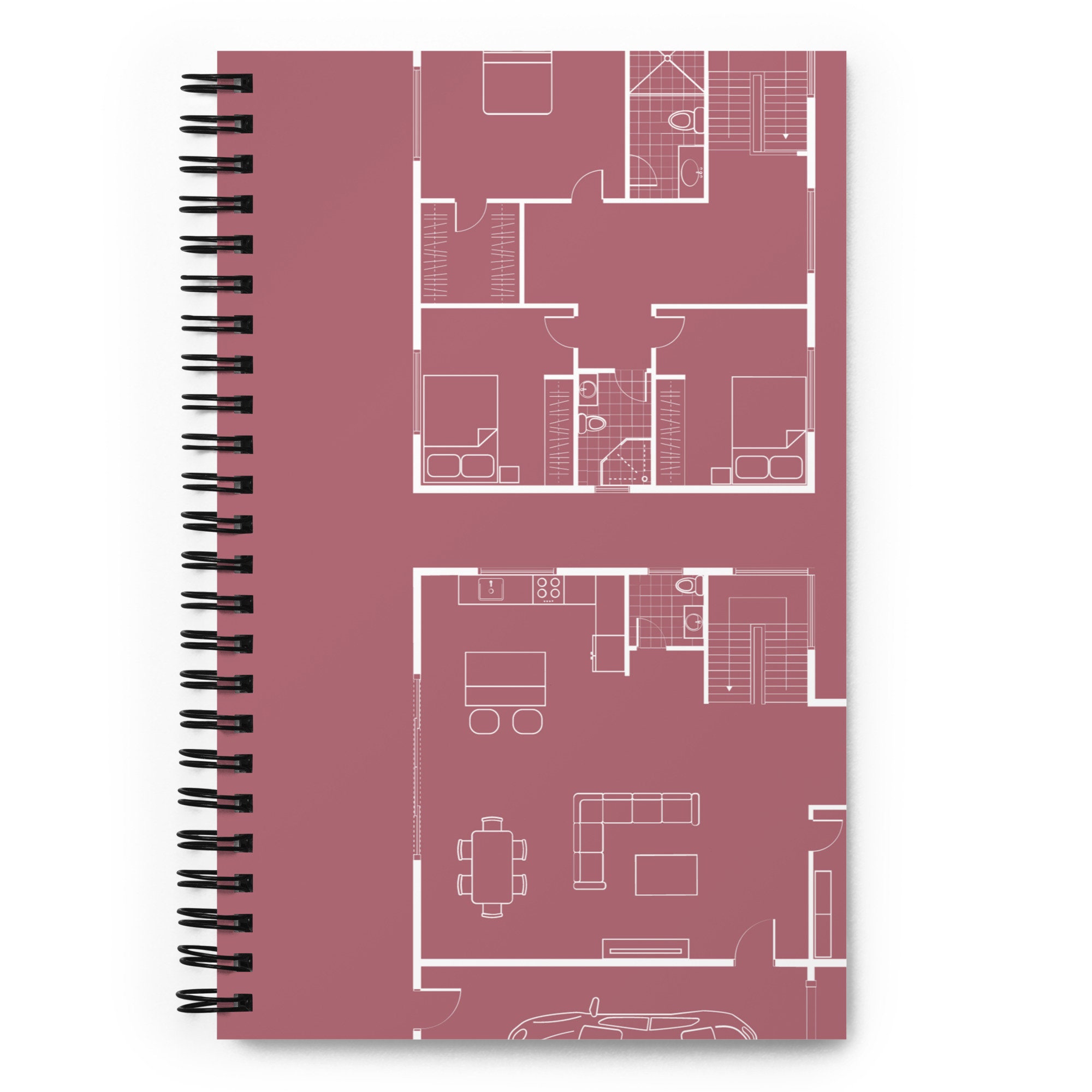 Floor Plan Blueprint Design Cover Spiral Notebook | Dotted Notebook for ...