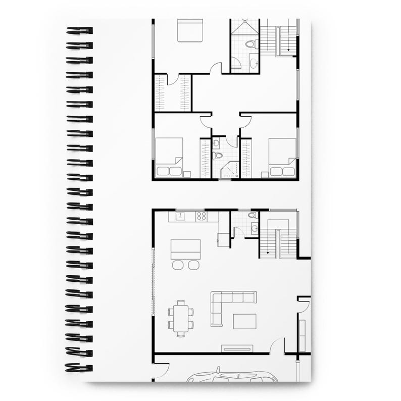 Floor Plan Blueprint Design Cover Spiral Notebook | Dotted Notebook for ...