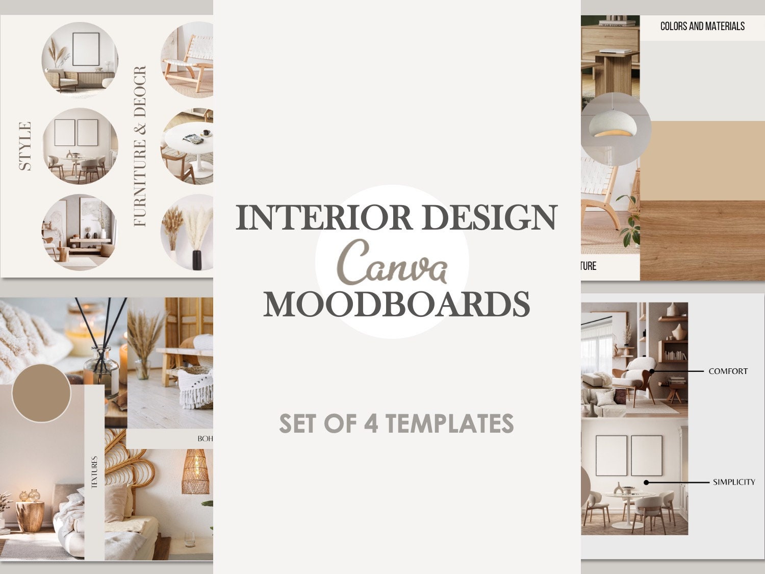 Interior Design Moodboards | Simple Canva Templates | Creative Detailed ...