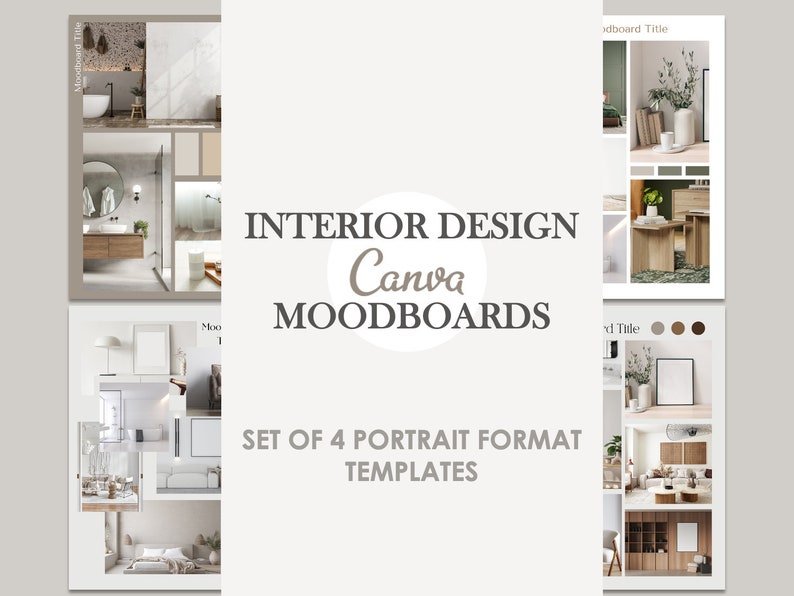 Interior Design Moodboard | Modern Layout Canva Template | Portrait ...