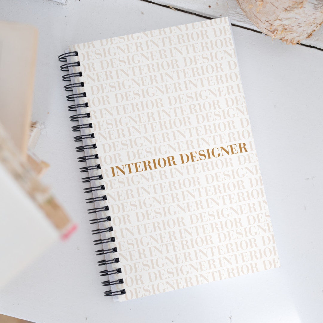 Interior Designer Word Pattern Spiral Notebook | Dotted Notebook for ...