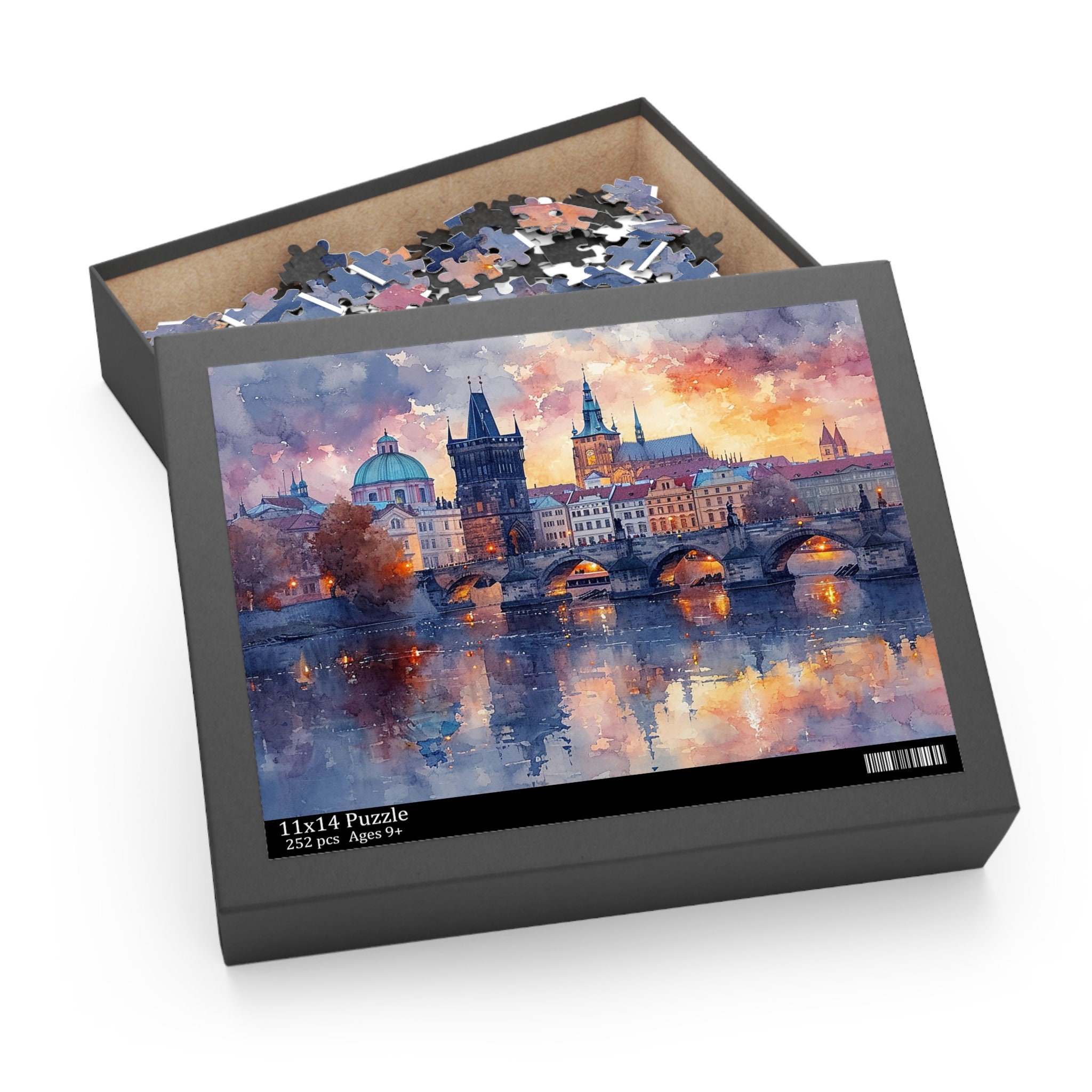 Puzzle - Charles Bridge Prague, Watercolored Image, Puzzle in 3 Sizes ...