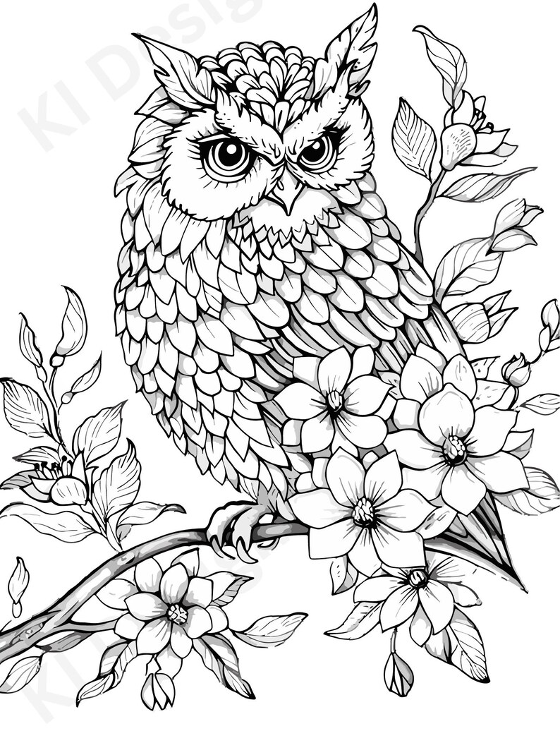 Stress Relief Coloring Pages for Adults, With Animals and Flowers ...