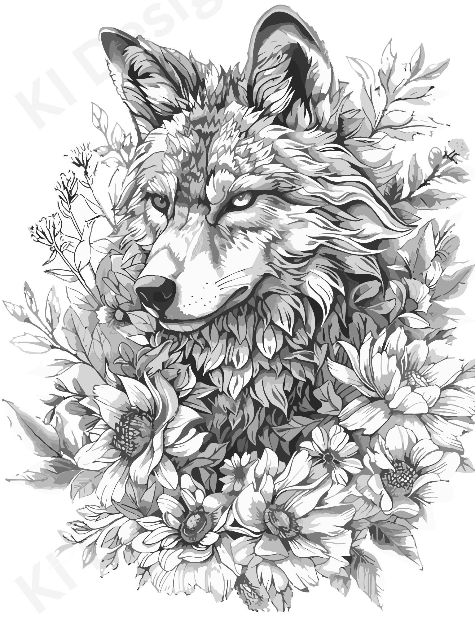 Stress Relief Coloring Pages for Adults, With Animals and Flowers ...