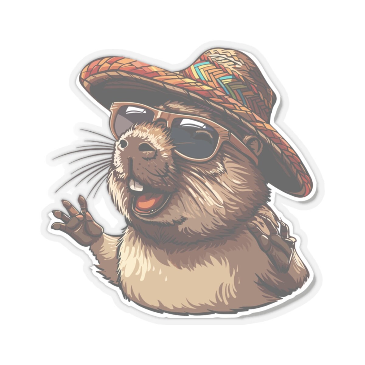 The Capybara Sticker, a Cute and Cool Capybara With Sunglasses and a ...