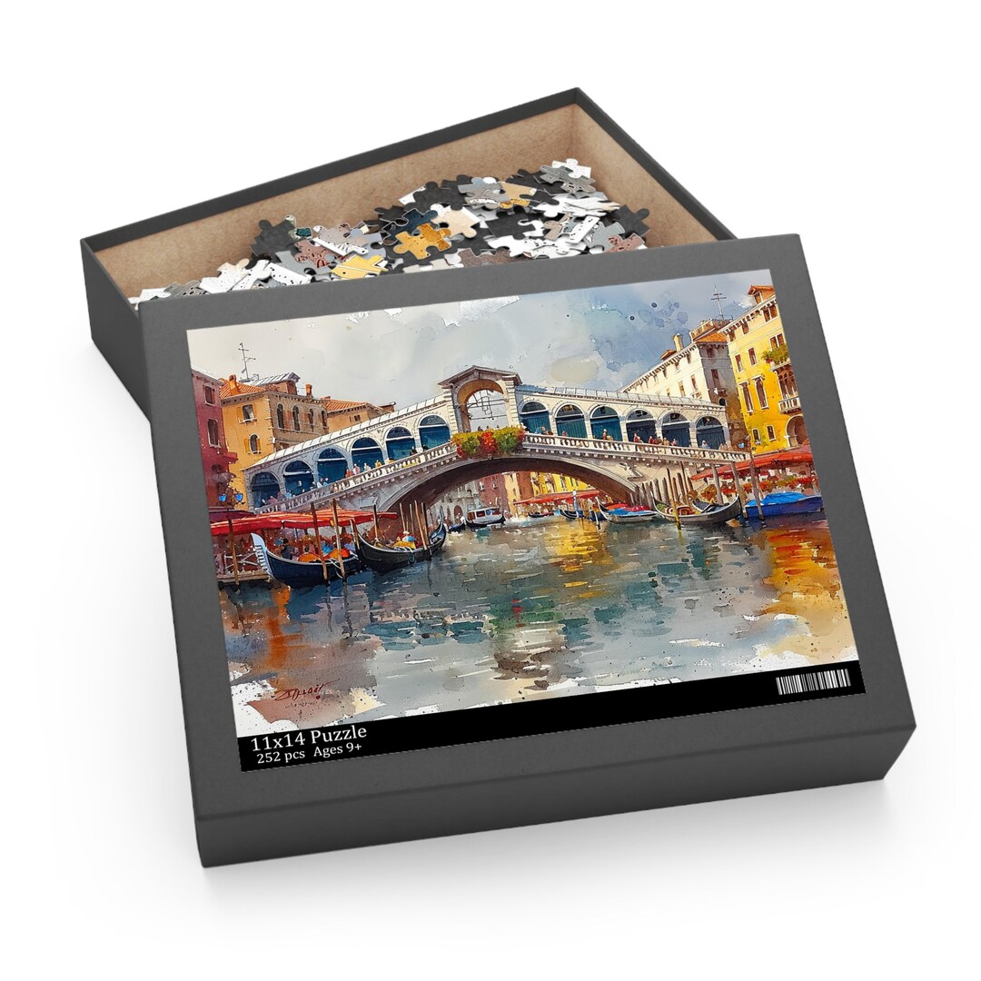 Puzzle - Rialto Bridge Venice, Watercolored Image, Puzzle in 3 Sizes - Etsy