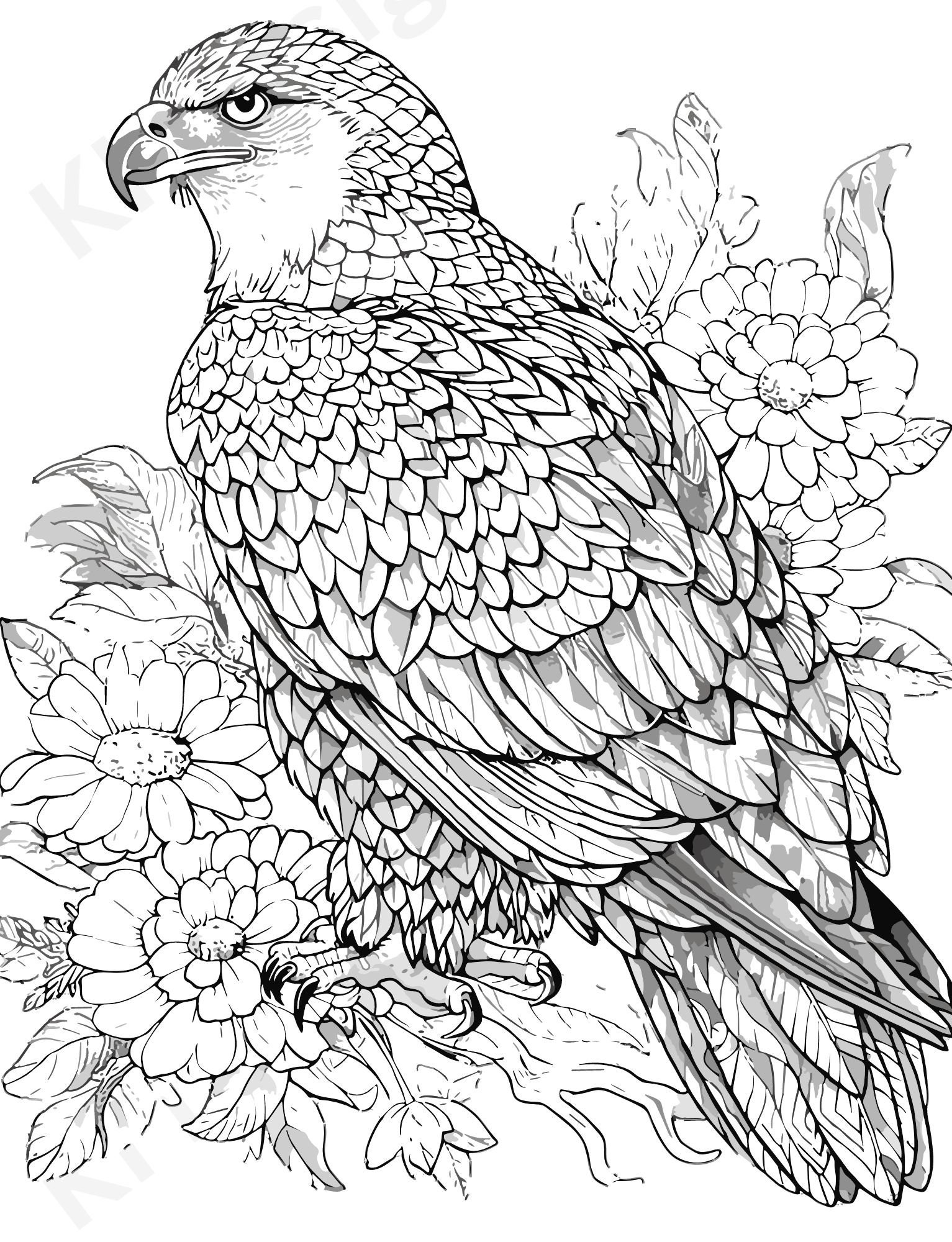 Stress Relief Coloring Pages for Adults, With Animals and Flowers ...