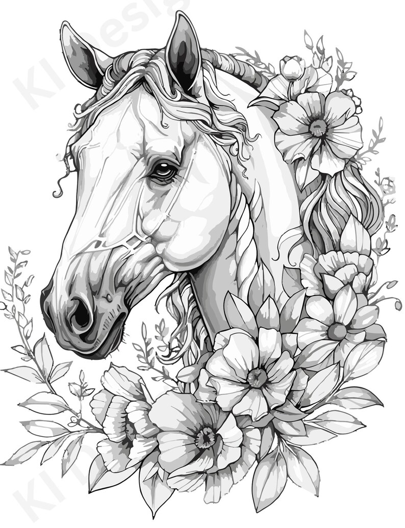 Stress Relief Coloring Pages for Adults, With Animals and Flowers ...