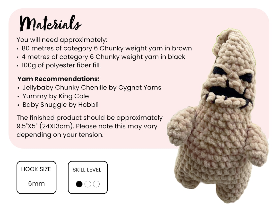 Oogie Boogie Crochet Pattern: Chunky Fluffy Plushie Amigurumi Pattern ...