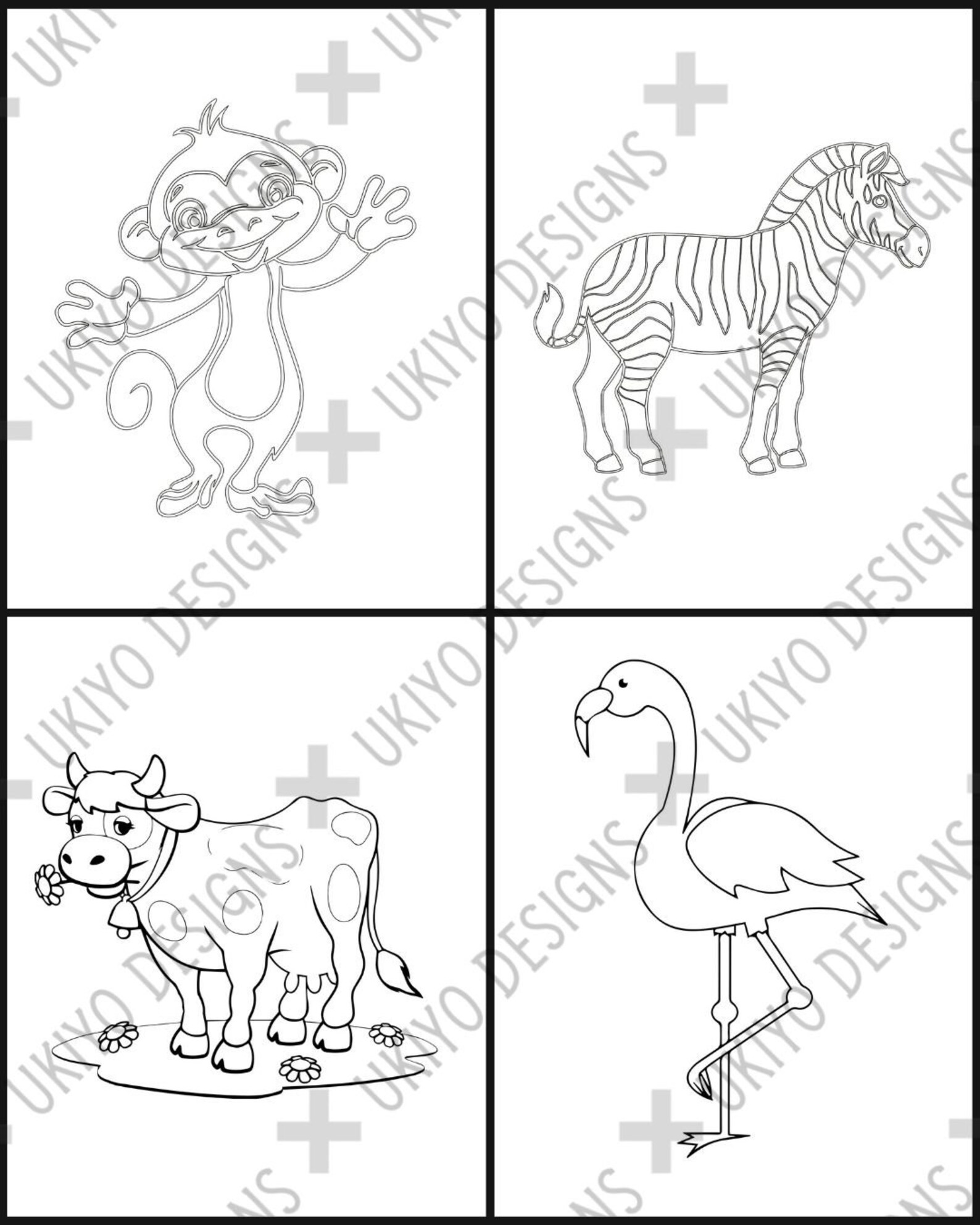 20 Pages: Random Animals Digital Coloring Pages, Coloring Book ...