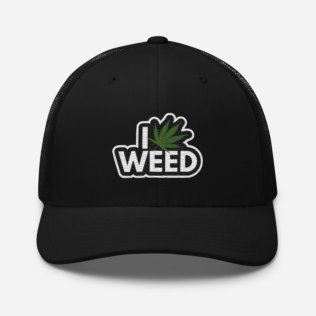 I Love Weed Trucker Hat Trendy Marijuana Cannabis Ganja Hat Gift for ...