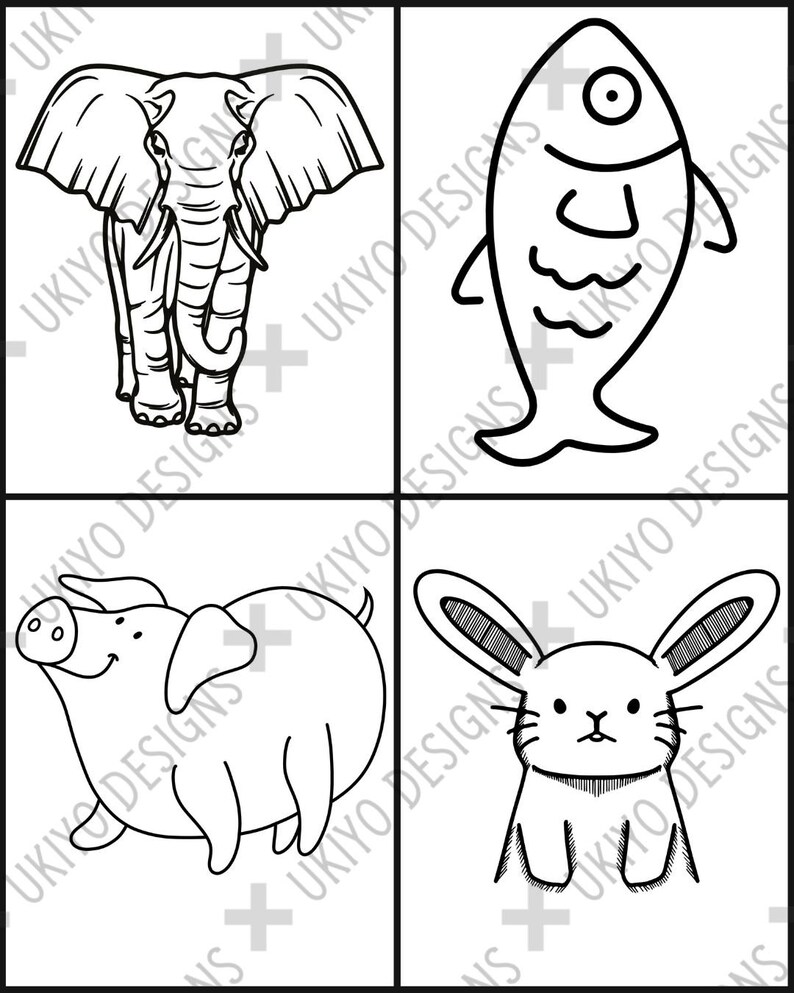 20 Pages: Random Animals Digital Coloring Pages Coloring - Etsy