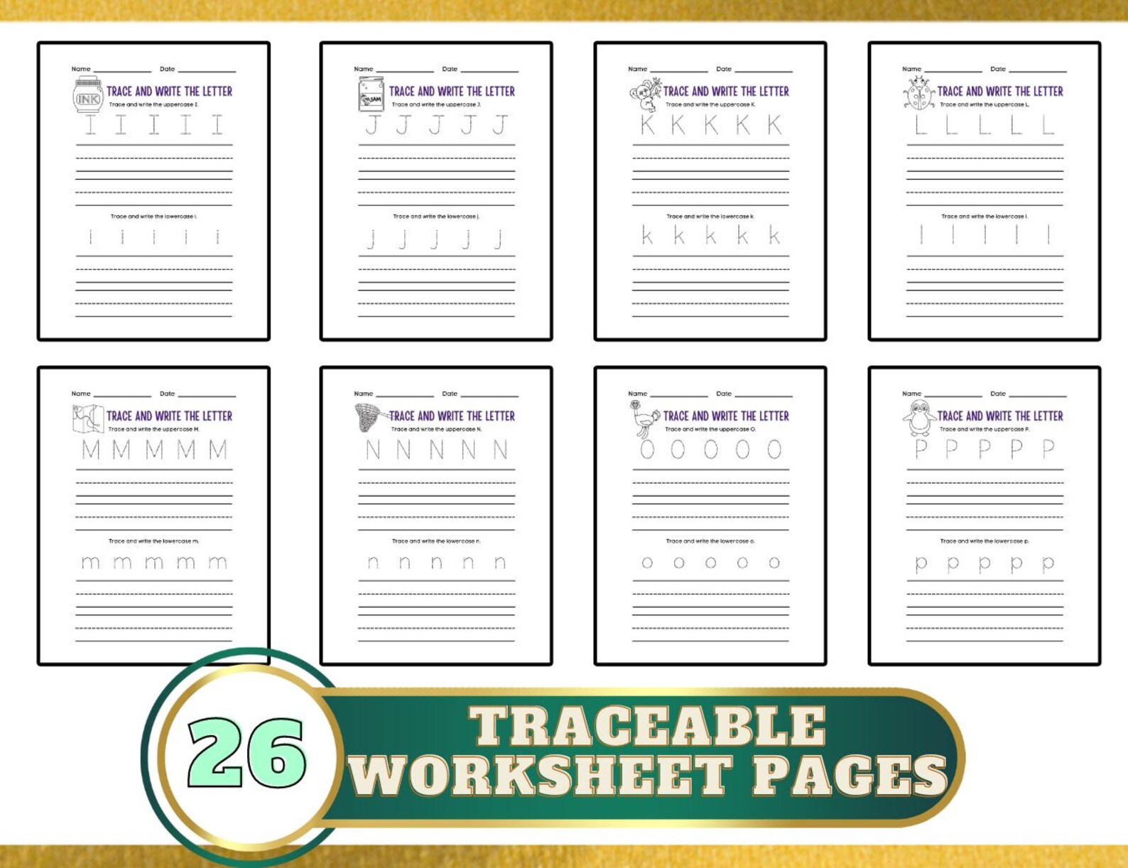 Alphabet Worksheets, Printable Worksheet, A-Z Worksheet, Preschool ...