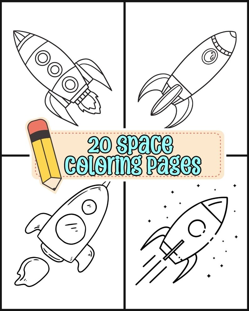 20 Pages: Space Digital Coloring Pages, Coloring Book, Printable ...