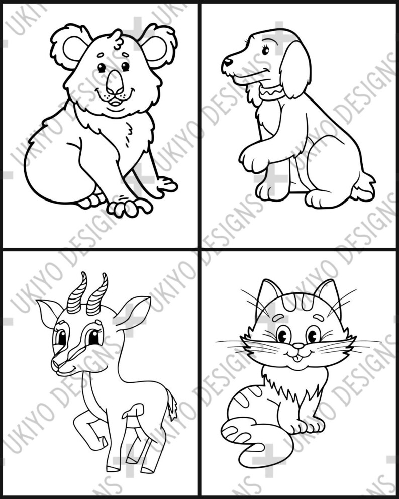 20 Pages: Random Animals Digital Coloring Pages, Coloring Book ...