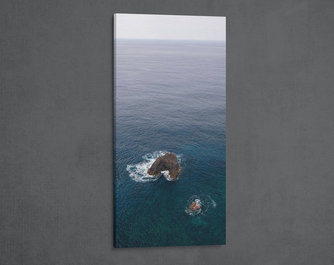 Minimal Madeira Seascape Long Narrow Canvas Photo, Islets in Calm Blue ...