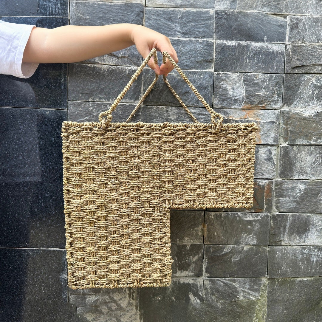 Wicker Stair Step Basket With Handle Staircase Basket Step - Etsy