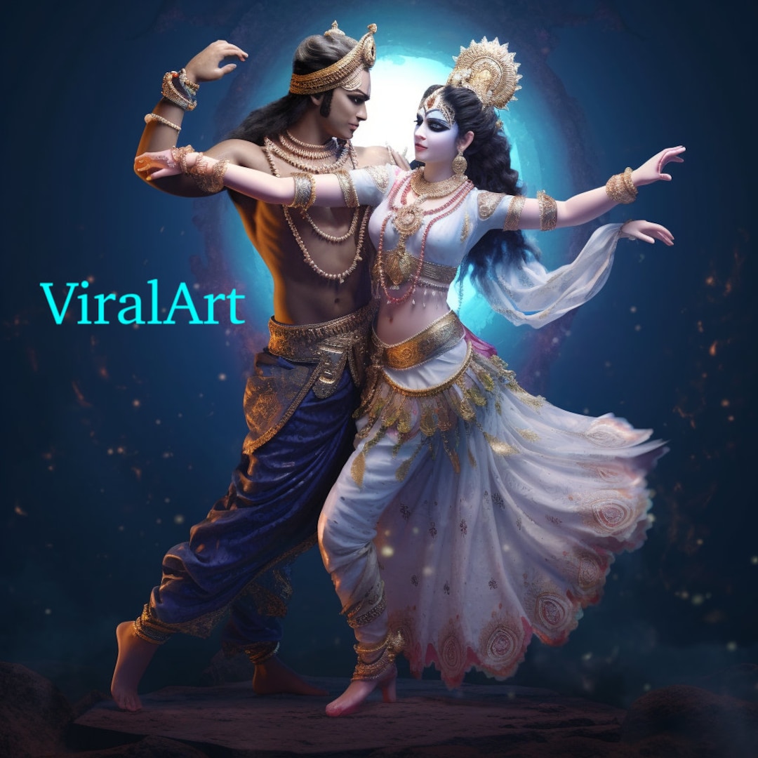 Moonlit Dance of Divine Love: Radha Krishna - Etsy